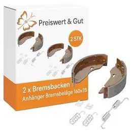 Pro Plus 2x Bremsbackensatz 160x35 Anh&auml;nger Bremsbel&auml;ge inkl. 8 Bremsbacken, Federn & Haltebleche &ndash; kompatibel f&uuml;r AL-KO 1635/1636/1637