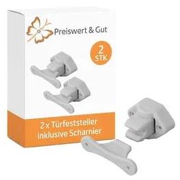Pro Plus 2 x T&uuml;rfeststeller 2-teilig inklusive Scharnier &ndash; als T&uuml;rfeststeller f&uuml;r T&uuml;r, Wand und T&uuml;rf&auml;nger zu Halter f&uuml;r sicheren Halt in Grau 31 mm