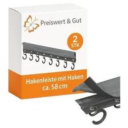 2x Camping Garderobe mit 8 Haken &ndash; Hakenleiste mit Klettband 58 cm Lang f&uuml;r Kederleiste, Kederschiene und Zeltdachstange