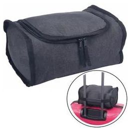 Kulturtasche mit Reporterfunktion 26,5x12,5x18 cm Waschtasche mit Rei&szlig;verschluss Hauptfach Innenfach elastischer Trageschlaufe Trolley Aufsteckfunktion anthrazit ger&auml;umig f&uuml;r Reisen Bad Camping
