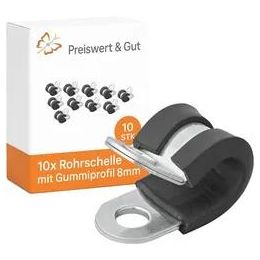 Pro Plus 10x Rohrschelle mit Gummiprofil 8mm &ndash; rostfreier Stahl Schelle f&uuml;r 8 mm Kabel Rohr Halterung f&uuml;r 6M Schraubbolzen Rohrklemme Rohrschellen