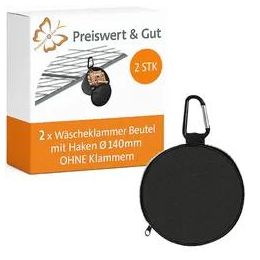 Pro Plus W&auml;scheklammerbeutel 2er Set &Oslash;140x170 mm mit Rei&szlig;verschluss und Karabiner strapazierf&auml;higer Klammerbeutel f&uuml;r W&auml;scheklammern Haushalt Garten und Hund Futterbeutel flexibel und robust