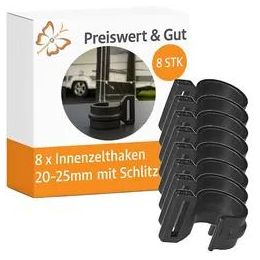Pro Plus 8 x Zeltclip Befestigungshaken, 5,5 x 2,8 cm Innenzelthaken f&uuml;r Campingzelte und Vorzelte, passend f&uuml;r Stangen von 20 bis 25mm, Schwarz