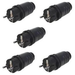 Pro Plus 5 x Schukostecker Gummi Stecker IP44 230V 16A Schuko mit Schutzkontakt BWI