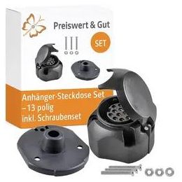 Pro Plus 13 polige Anh&auml;nger Steckdose Set mit Dichtung und Schrauben f&uuml;r PKW Anh&auml;ngerkupplung schwarz mit Abschaltkontakt PVC System 1 St&uuml;ck Steckdose 13 polig inklusive Dichtung und Schraubensatz