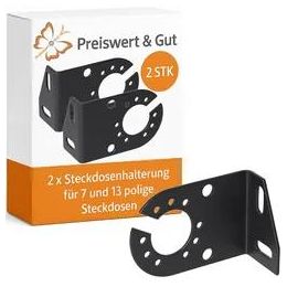Pro Plus 2x Steckdosenhalterung 7 und 13 polige &ndash; Steckdosen Halterung Schwarz 12x8cm Anschrauben Anh&auml;nger Zubeh&ouml;r f&uuml;r Steckdose