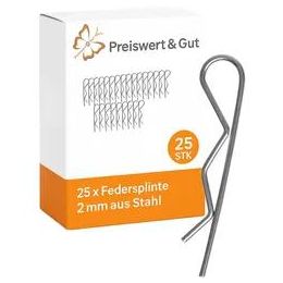 Pro Plus 25 x Federsplinte, Sicherungsklammer, Metallsplint 2mm &ndash; Silber, aus Stahl, wiederverwendbar, f&uuml;r Anh&auml;nger & Wohnmobile