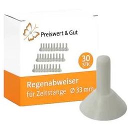 Pro Plus 30x Regenschutzkappen aus Kunststoff, Regenabweiser f&uuml;r Zeltstange &Oslash; 33 mm, verhindert Wasseransammlungen L&auml;nge 44 mm