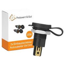 Pro Plus 2x Einbausteckdose Autozubeh&ouml;r 12V/24V mit Gummideckel Zigarettenanz&uuml;nder Adapter Auto Elektronik f&uuml;r KFZ-Norm-Steckern