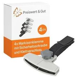 Pro Plus 4x Markisenklemme Planenclips mit Sicherheitschraube & Klettverschluss &ndash; L33 cm f&uuml;r Zeltteppich Planenspanner auch als Sonnensegel Befestigung