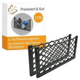 Pro Plus 2x Aufbewahrungsnetz 302x169mm &ndash; Gep&auml;cknetz mit Kunststoffrahmen Autozubeh&ouml;r f&uuml;r Stauraum Autonetz zur Ladungssicherung