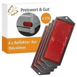 Pro Plus 4 x Reflektor f&uuml;r Anh&auml;nger 104 x 40 mm - Farbe Rot mit Schraubbefestigung R&uuml;ckstrahler Seitenstrahler Anh&auml;nger Zubeh&ouml;r