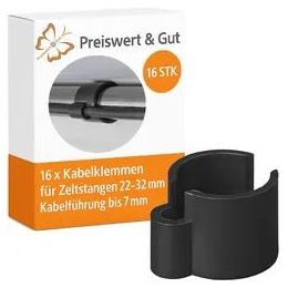 Pro Plus Kabelklemmen Set 16 St&uuml;ck schwarz &ndash; Kabelf&uuml;hrung bis 7 mm f&uuml;r Zeltstangen 22&ndash;32 mm &ndash; Montage ohne Bohren &ndash; ideales Zeltzubeh&ouml;r f&uuml;r Pavillon, Wohnmobil, Vorzelt & Camping