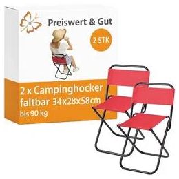 2x Falthocker Camping in Rot 34x28x58cm Klappstuhl Stahlrohrgestell Faltstuhl bis 90 kg St&uuml;hle Anglerstuhl Campinghocker