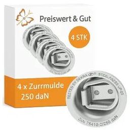 Pro Plus 4 x Zurr&ouml;sen LC 250 daN &ndash; Befestigungs&ouml;sen & Zurrb&uuml;gel aus Stahl zur Ladungssicherung auf Anh&auml;nger, Transporter oder Nutzfahrzeug DIN75410/2