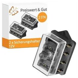 Pro Plus 2 x Sicherungshalter 12V f&uuml;r KFZ, LKW, Boote & Camping &ndash; Spritzwassergesch&uuml;tzt, f&uuml;r ATO/ATC Flachsicherungen bis 40A, Deckelbefestigung durch R&auml;dchen