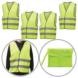 4er Set Warnweste Gelb &ndash; Ideal f&uuml;r Auto, Fahrrad & Motorrad, mit Reflektorstreifen und Klettverschluss, Polyester, Unisex & Universal