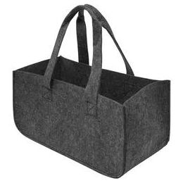 Kaminholzkorb Filz mit Tragegriffen &ndash; Grau Brennholzkorb, Gr&ouml;&szlig;e 50x25x25cm &ndash; Ideale Holztasche f&uuml;r Kaminholztasche