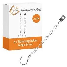 2x Sicherungshaken Anh&auml;nger L 24cm &ndash; S Haken zum Einh&auml;ngen, Anh&auml;ngersicherung mit Sicherungskette, Anh&auml;nger-Sicherung
