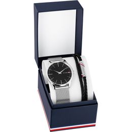 Tommy Hilfiger Herren Quarzuhr "ADRIAN GIFT SET", silber, Armbanduhren, Armbanduhr, Herrenuhr, Edelstahlarmband, Ideal auch als Geschenk