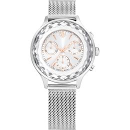 Swarovski Damen Chronograph "NOVA CHRONO", silber, Armbanduhren, Armbanduhr, Quarzuhr, Damenuhr, Stoppfunktion, Swarovski-Kristall