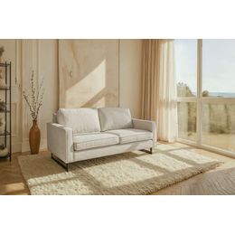 2-Sitzer Home Affaire, B:166cm H:85cm T:97cmcreme, 100% Polyester, Sofas, "Pinto, 166 cm, Cord, Chenille, Lederoptik", mit Keder, schwarze