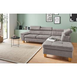 Ecksofa, B:266cm H:79cm T:232cm, grau, exxpo - SOFA FASHION, Luxus-Microfaser Vintageoptik (100% Polyester);Webvelours (92% Polyester, 8% Nylon),