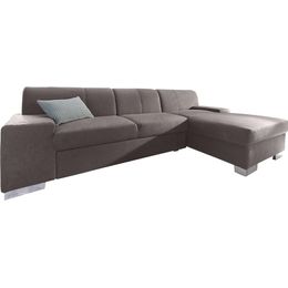 Ecksofa DOMO collection, B:248cm H:74cm T:150cm, grau, Softlux-Kunstleder;Primabelle-Microfaser;Struktur (90% Polyester und 10% Polyacryl),
