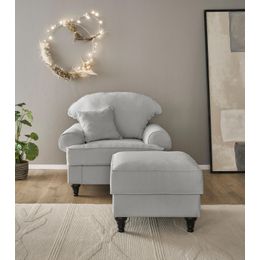 Sessel Home Affaire, B:110cm H:95cm T:100cm, grau, 92% Polyester / 8% Nylon, Wohnzimmer, Sessel, "WESTMINSTER", mit Federkern-Polsterung
