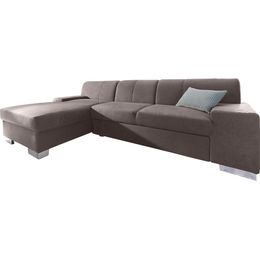Ecksofa DOMO collection, B:248cm H:74cm T:150cm, grau, Softlux-Kunstleder;Primabelle-Microfaser;Struktur (90% Polyester und 10% Polyacryl),