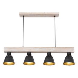 Globo LIGHTING H&auml;ngeleuchte "G&Uuml;NTHER", naturfarben, H: 85cm, 1 Stk., Leuchten, H&auml;ngelampe Holz naturfarben schwarz Textilkabel Esszimmer, H&auml;ngeleuchte