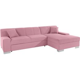 Ecksofa DOMO collection, B:268cm H:74cm T:153cm, rosa, Feinstruktur (100% Polyester);Luxus-Microfaser (100% Polyester);Zierkissen: Im jeweiligen