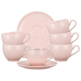 Seltmann Weiden Tasse "Kaffeetassen mit Untertassen Amina 250 ml 6er Set", 12 tlg., rosa, Trinkgef&auml;&szlig;e