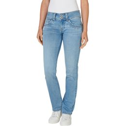 Pepe Jeans Damen Straight-Jeans "GEN", blau, Gr. 32, Web, Obermaterial: 92% Baumwolle, 6% Polyester, 2% Elasthan, Jeans, in Baumwoll-Qualtät mit