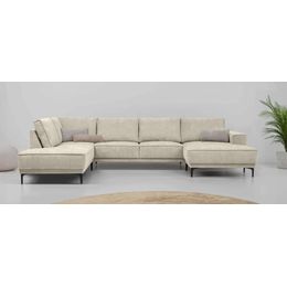 Wohnlandschaft OTTO HOME, B:345cm H:85cm T:210cm, beige, 100% Polyester, Sofas, "XXL Sofa Oland, Struktur, Flachgewebe, Luxus-Microfaser, Boucle",