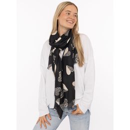 Zwillingsherz Damen Schal ""Safari Hearts""schwarz, Obermaterial: 100% Polyester, Modetücher, angesagtes Herzmuster im Leolook