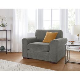 Sessel Home Affaire, B:128cm H:93cm T:95cm, grau, 100% Polyester, Wohnzimmer, Sessel, "Broughton", weiche Polsterung, passend zur Serie "Broughton",