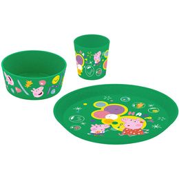 Koziol Kindergeschirr-Set "CONNECT PEPPA PIG POP", 3 Stk., gr&uuml;n, Geschirr-Sets, (Kleiner Teller + Schale + Becher), melaminfrei