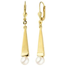 Jobo Damen Perlenohrringe "Ohrringe Akoya h&auml;ngend 43 mm lang", Gelbgold 375 Perlengelbgold 375, Gelbgold 375, Perlen, Ohrringe