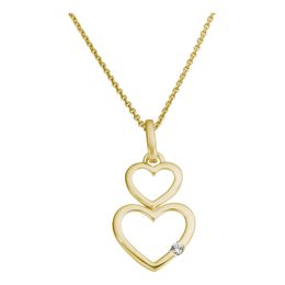 Firetti Kinder Kettenanhänger "Schmuck Geschenk Gold 333 Halsschmuck Anhänger Herz", 0,01 P2 = erkennbare Einschlüsse, Diamanten Gelbgold 333, 0,41
