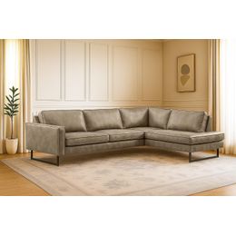 Ecksofa Home Affaire, B:290cm H:85cm T:217cm, grau, Luxus-Microfaser in Lederoptik (100% Polyester);Cord (92% Polyester, 8% Polyamide), Wohnzimmer,