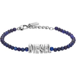 Diesel Damen Armband "Schmuck Geschenk Edelstahl Armschmuck Armkette FONT", 20,8cm, Edelstahl, blau, Edelstahl, Armbänder, mit Achat