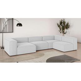 Wohnlandschaft OTTO HOME, B:360cm H:72cm T:200cm, grau, 100% Polyester, Sofas, "HAILY U-Form mit Ottomane links/rechts, Maße B/T/H: 360/200/72 cm",