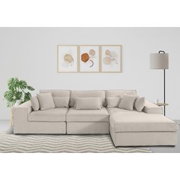 Ecksofa OTTO HOME, B:280cm H:75cm T:162cm, beige, Baumwollmix (60% Baumwolle/40% Leinen);Struktur fein (100% Polyester);Samtoptik (100%