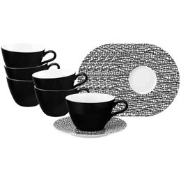Seltmann Weiden Tasse "Milchkaffeetassen mit Untertassen Life Fashion 370 ml 6er Set", 12 tlg.glamorous schwarz, Trinkgef&auml;&szlig;e