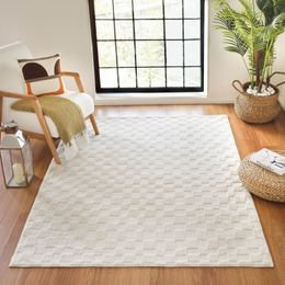 Teppich LIVABLISS, B:200cm H:14mm L:275cm, wei&szlig;, Kunstfaser, Wohnzimmer, Teppiche, "GIJON", Skandinavischer Teppich mit Karomuster, Kurzflor