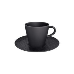 Villeroy & Boch VILLEROY & BOCH Tasse "Kaffeetasse mit Untertasse Manufacture Rock Glow 150 ml schwarz", schwarz, Trinkgefäße