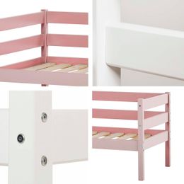 Einzelbett Hoppekids, B:76cm H:65cm L:166cm, rosa, Kiefer massiv, Betten, "ECO Comfort Kinderbett, Kiefer Massivholz, Jugendbett inkl. Rollrost",