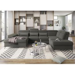 Sit & More Wohnlandschaft SIT & MORE, B:359cm H:87cm T:230cm, grau, 100% Polyester, Sofas, "Cabrio U-Form, B: 359 cm, mit Sitztiefen-, Arm- &