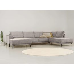 Wohnlandschaft OTTO HOME, B:345cm H:85cm T:210cm, grau, 100% Polyester, Sofas, "XXL Sofa Oland, Struktur, Flachgewebe, Luxus-Microfaser, Boucle",